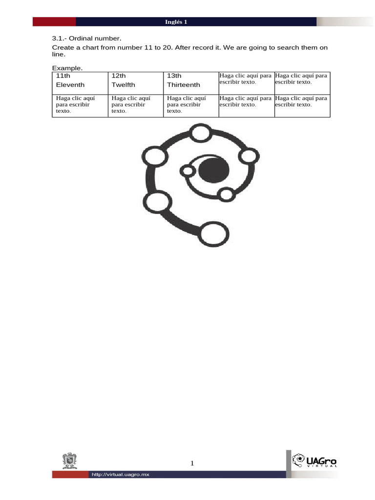 Chart of Ordinal Numbers 11-20 | PDF