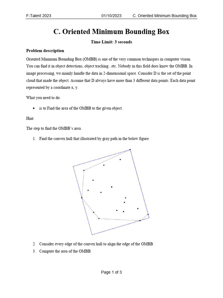 Prob-F-Talent 2023 - C.oriented Minimum Bounding Box | PDF | Applied ...