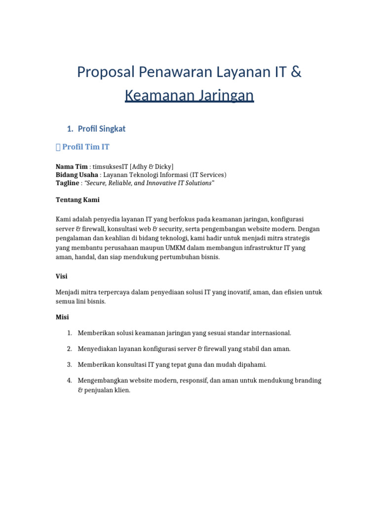 Mini Proposal Layanan IT | PDF