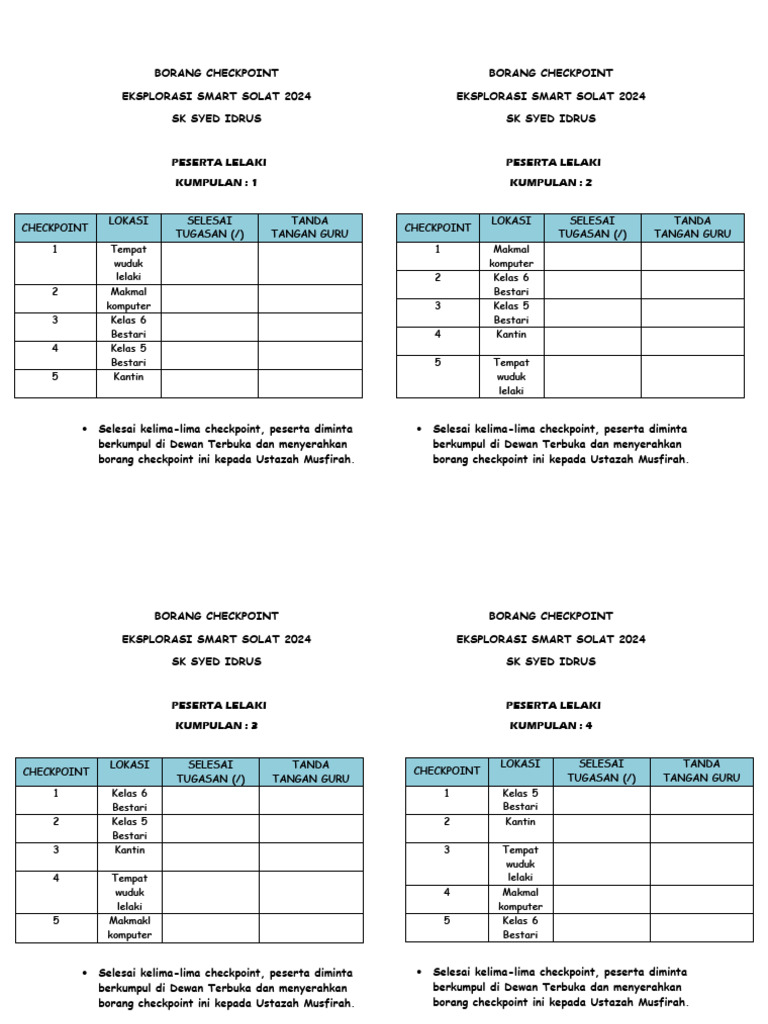 Borang Checkpoint Lelaki | PDF