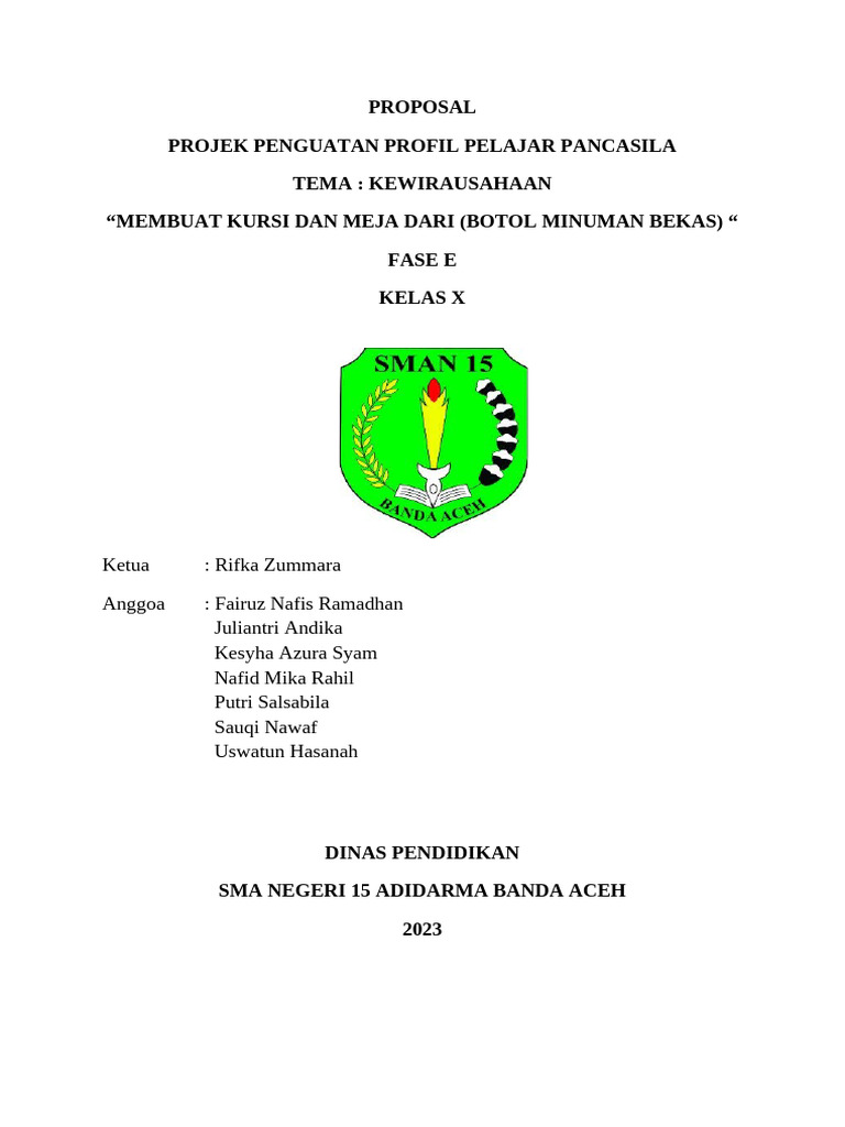 Kursi dan Meja Daur Ulang Botol Plastik | PDF