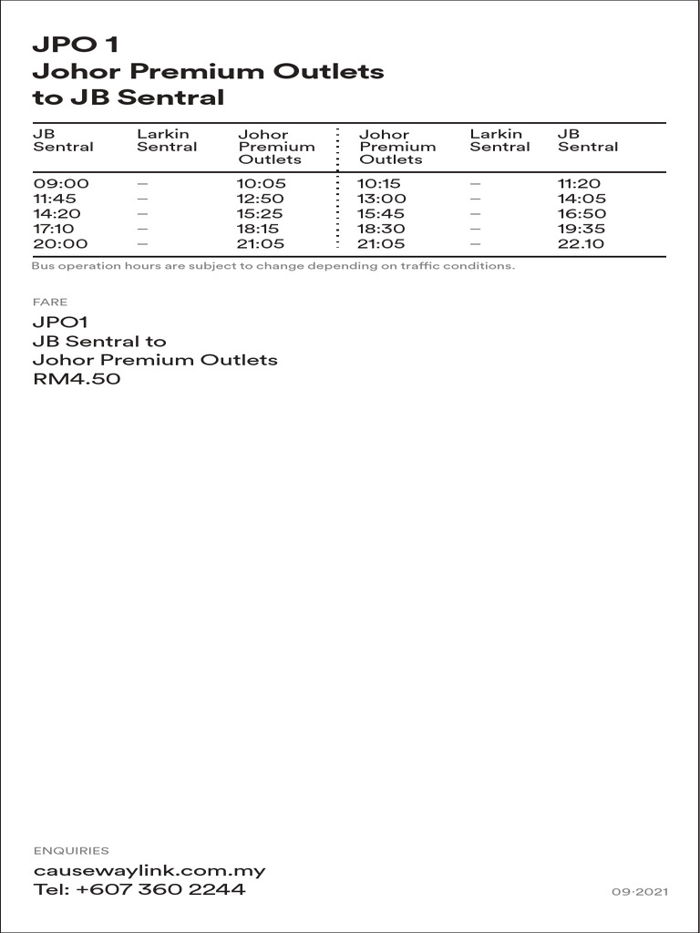JPO Bus Schedule Sep 2021 | PDF