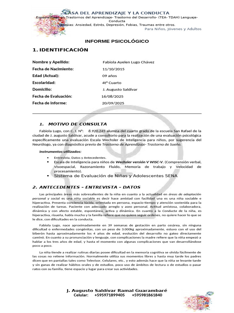 Fabiola | PDF | Desorden hiperactivo y deficit de atencion | Las emociones