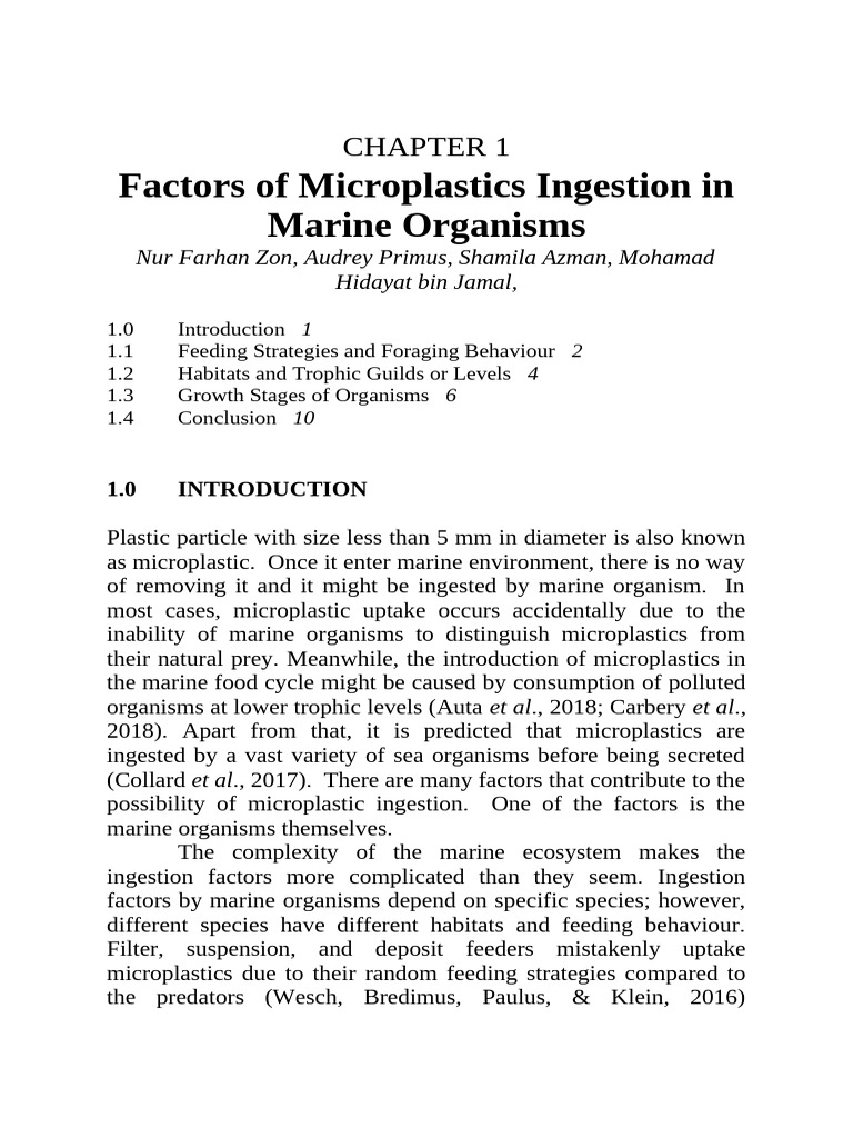 Factors of Microplastics Ingestion Into Marine Organisms | PDF ...