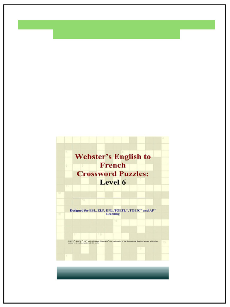Webster S English To French Crossword Puzzles Level 6 Philip M. Parker ...