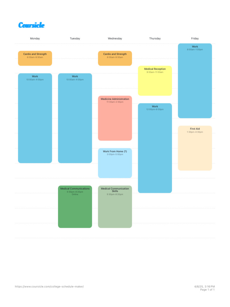 College Schedule Maker - Coursicle | PDF