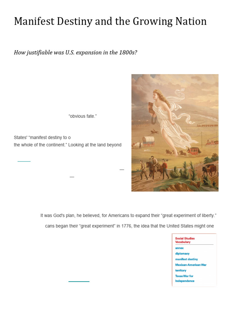 Manifest Destiny and The Growing Nation (TCI 15 Text) | PDF | Mexican ...