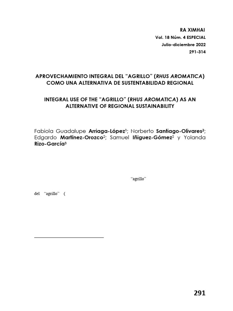 13 Aprovechamiento Integral Del "Agrillo" (Rhus Aromatica) Como Una ...