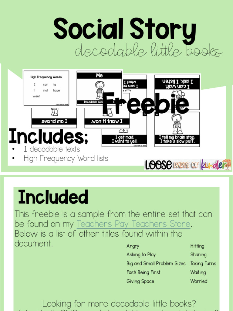Social Story Freebie: Decodable Little Books | PDF