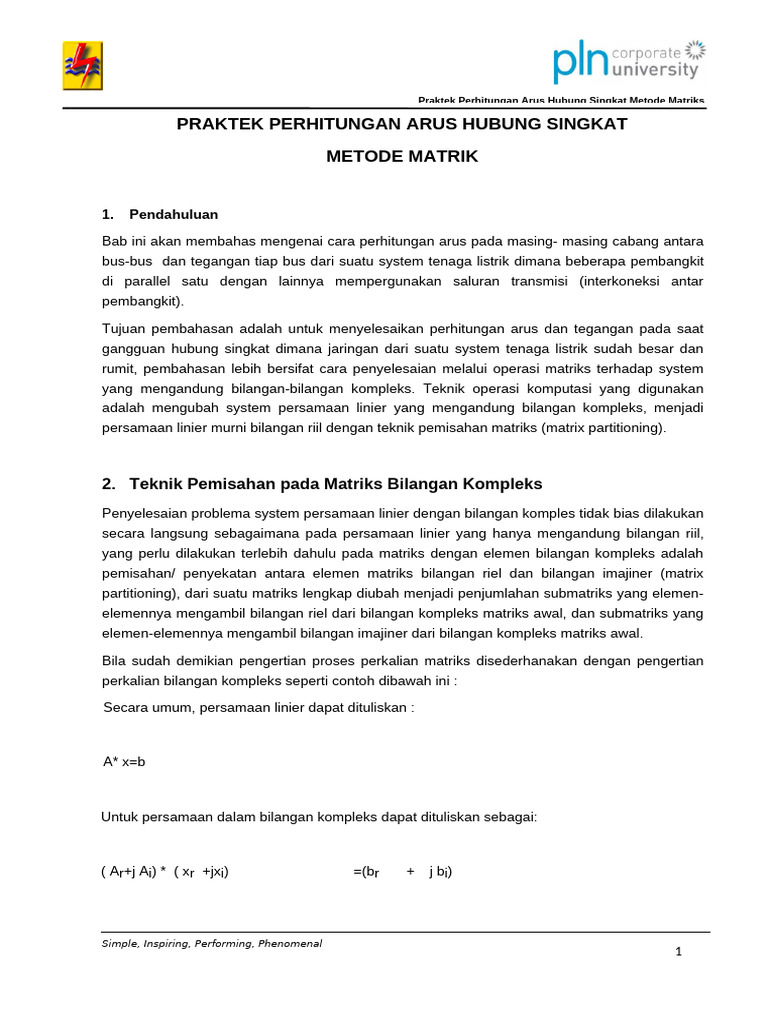 Perhitungan Arus Hubung Singkat Matriks | PDF