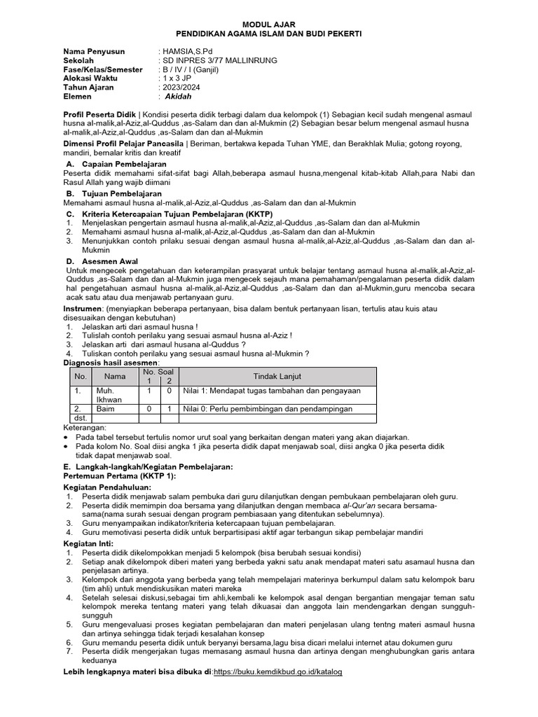 Modul Ajar Kelas 4 - 2023 Ganjil - Bab 2 | PDF