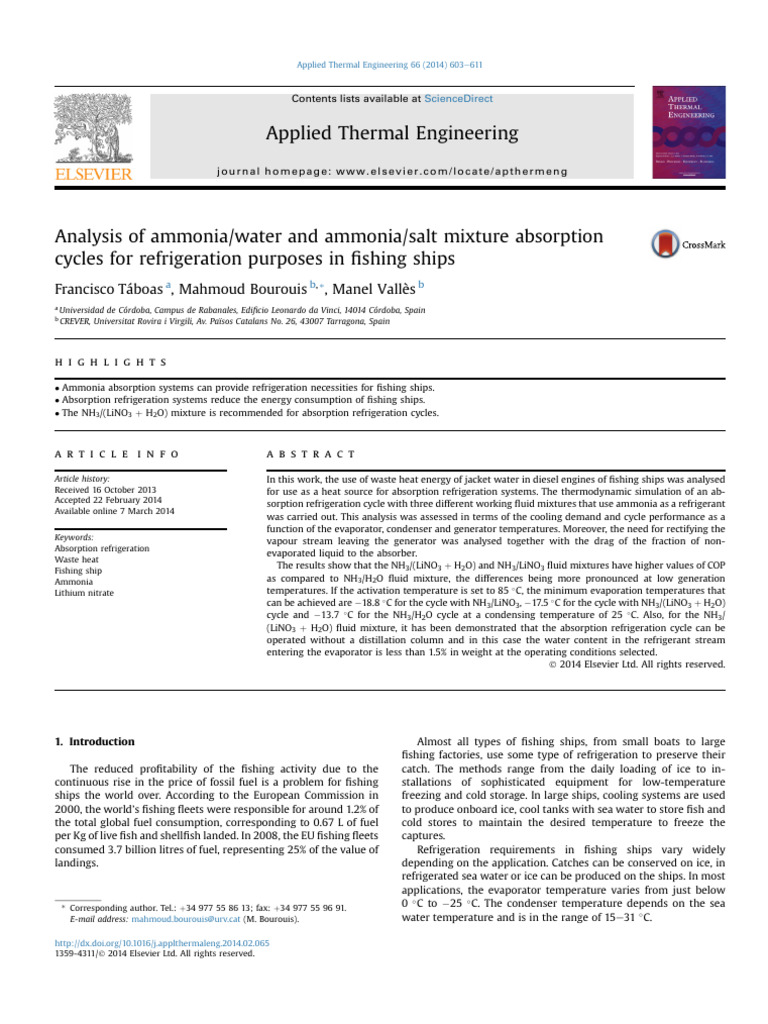Analysis of Ammonia Water and Ammonia Salt Mixture Absorp 2014 Applied ...