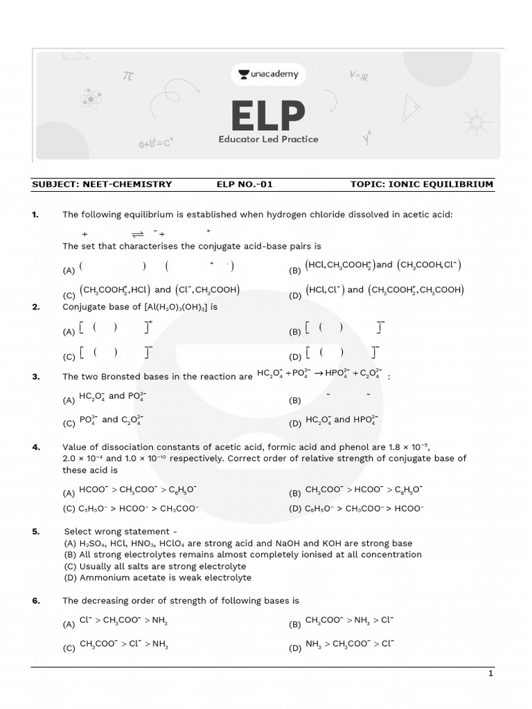 CHEMISTRY (Ionic , GOC, Nomenclature & Isomerism) | PDF | Acid | Ph