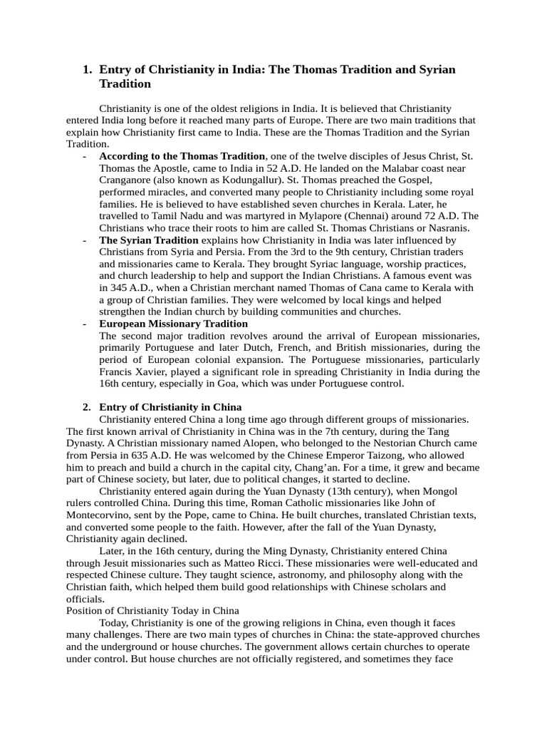 Christianity's Early Roots in India and China | PDF | Missionary ...