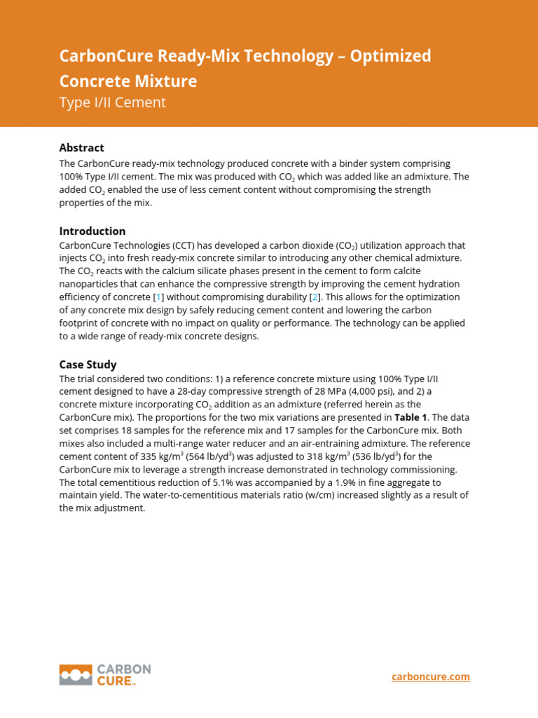 Optimized CarbonCure Concrete Mix | PDF | Concrete | Cement