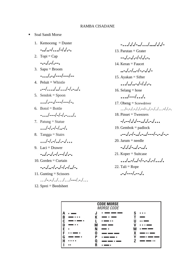 Soal Sandi Morse - LRC | PDF