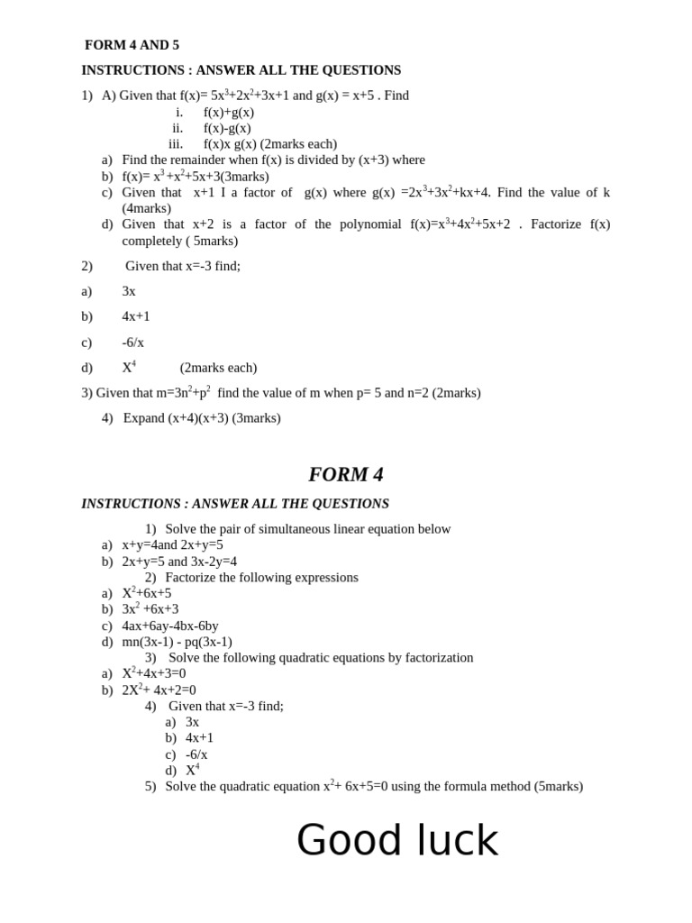 Classes Form 4 and 5 | PDF