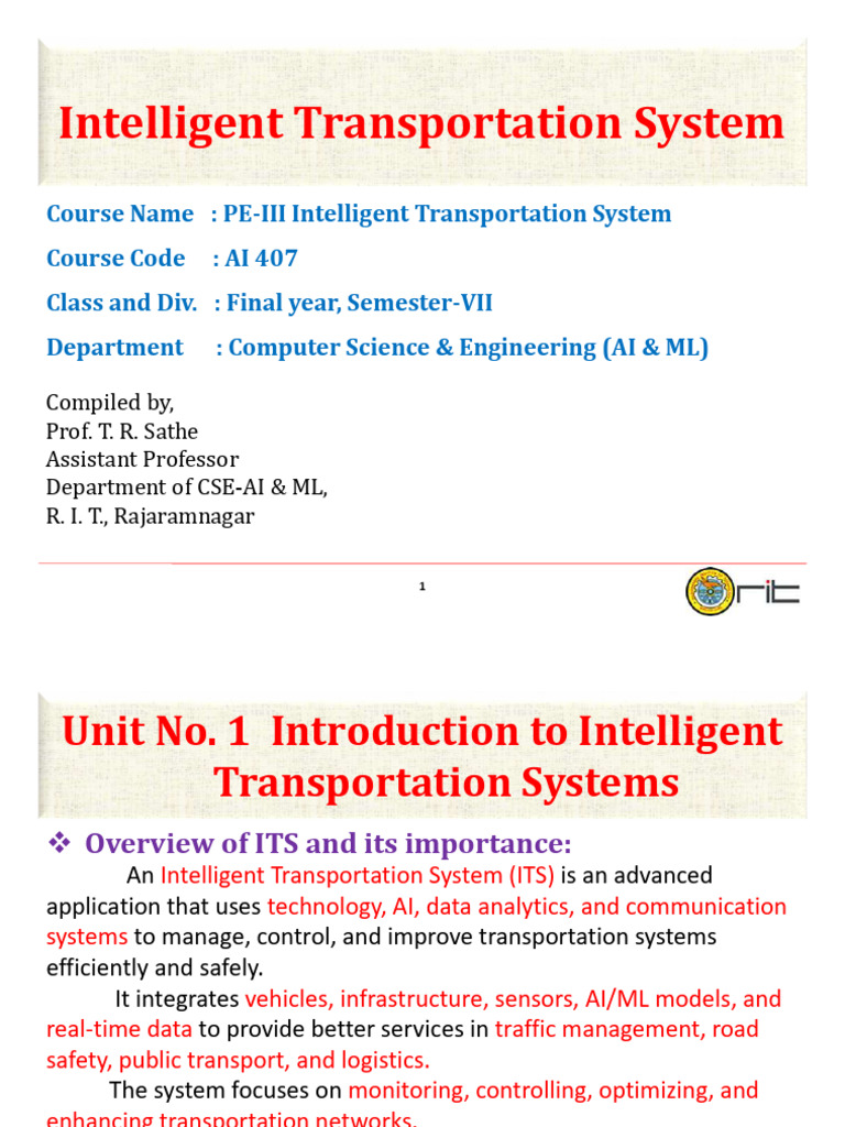 Intelligent Transportation Systems Overview | PDF | Internet Of Things ...