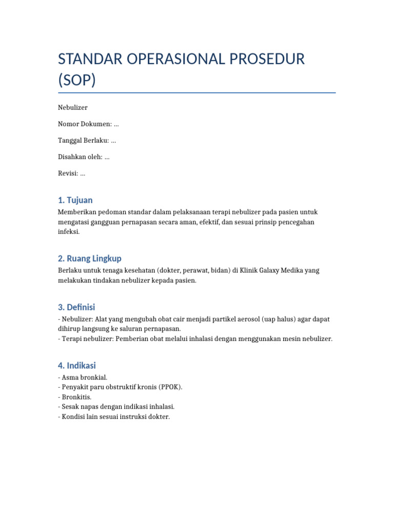 SOP Terapi Nebulizer untuk Tenaga Kesehatan | PDF