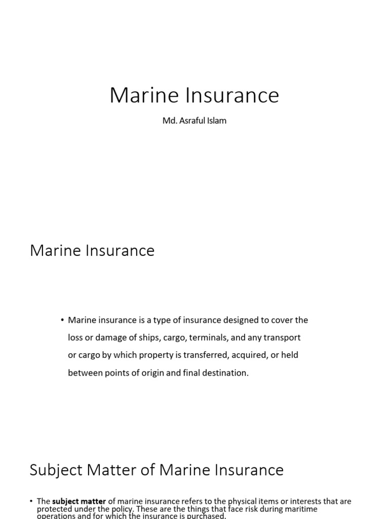 Marine Insurance | PDF | Insurance | Shipping