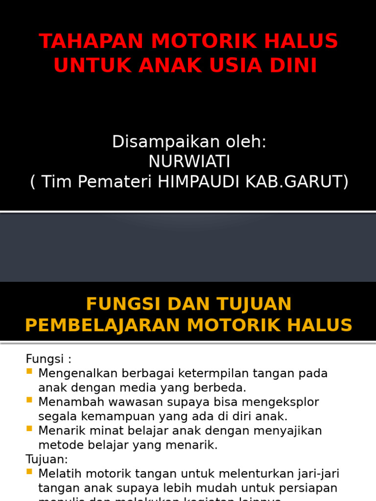 Tahapan Motorik Halus Anak Usia Dini | PDF