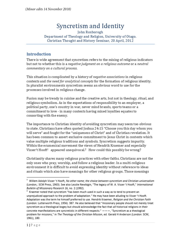 Syncretism in Christian Identity | PDF | Theology | Interfaith Dialogue