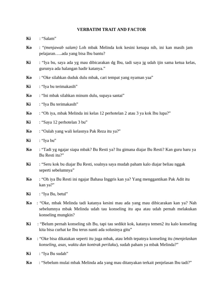 VERBATIM TRAIT AND FACTOR | PDF