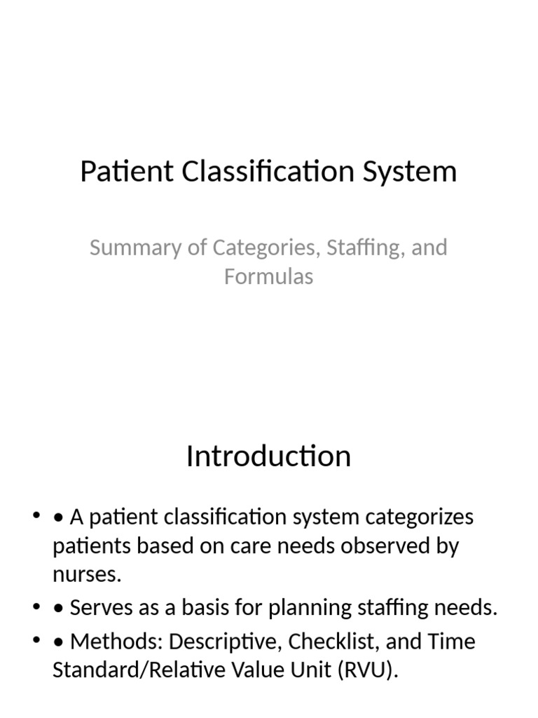 Patient Classification System Content | PDF
