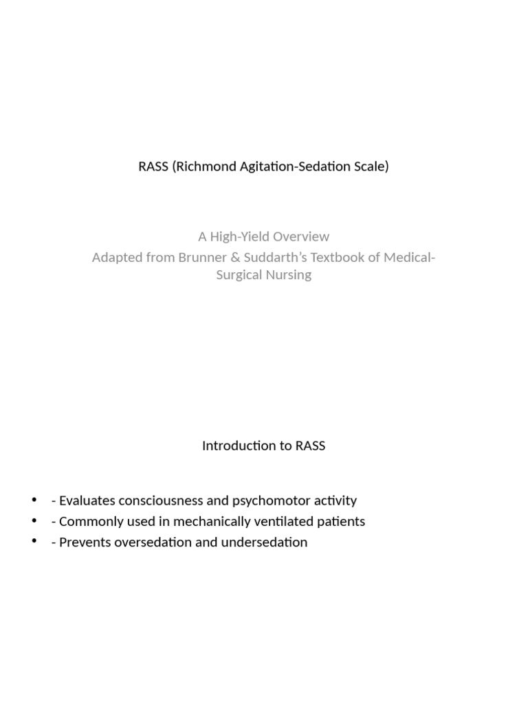 RASS Presentation SmallerFont | PDF | Clinical Medicine | Medical ...