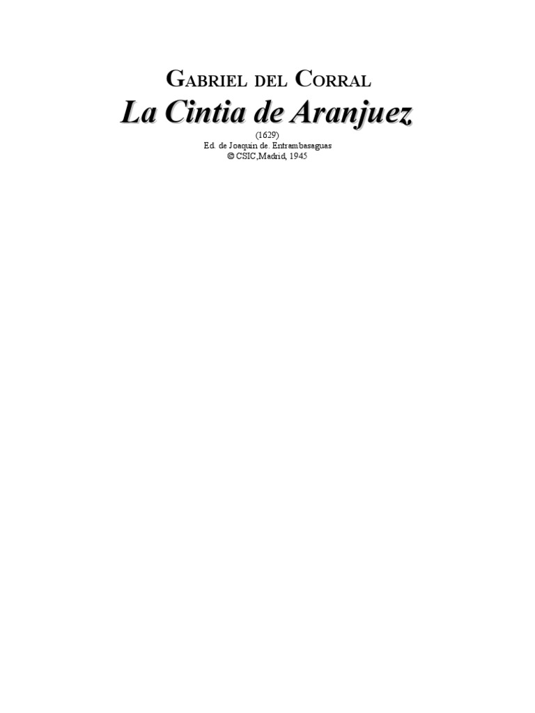 CORRAL, GABRIEL DEL - La Cintia de Aranjuez | PDF | Amor | Naturaleza