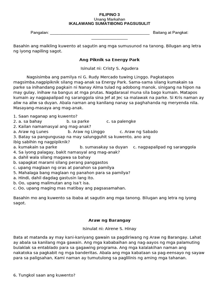 Q1-Exam Fil | PDF