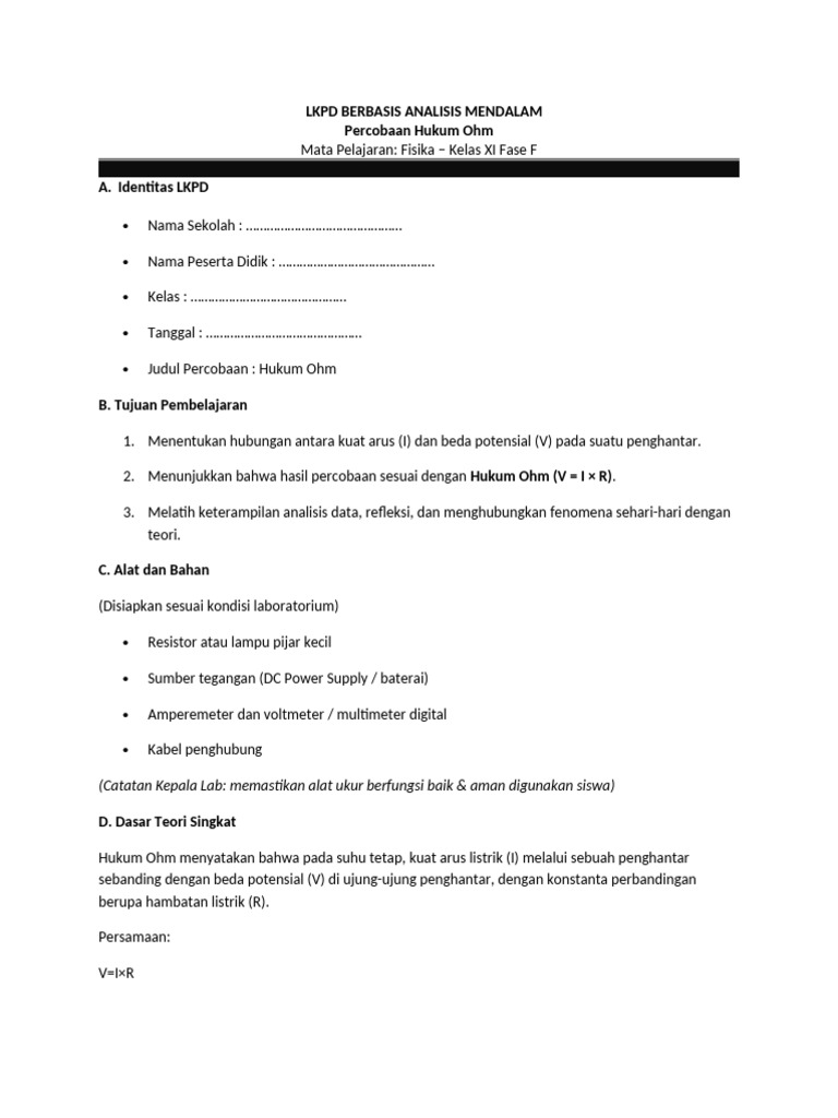 Contoh LKPD Berbasis Analisis Mendalam | PDF
