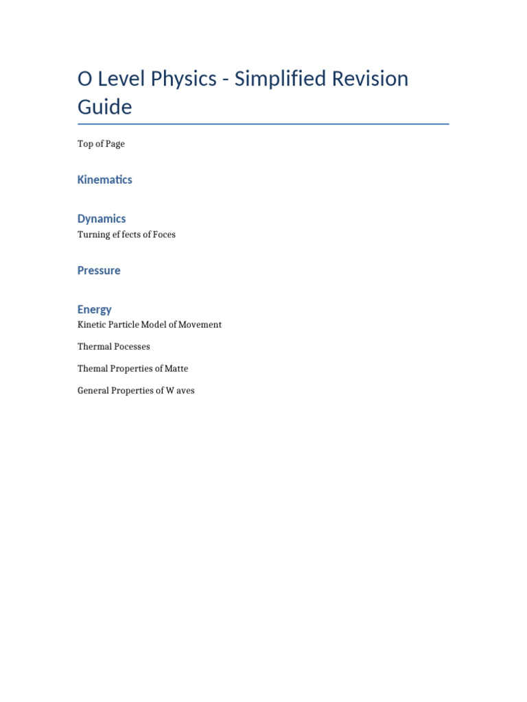 O Level Physics Simplified | PDF | Force | Sound