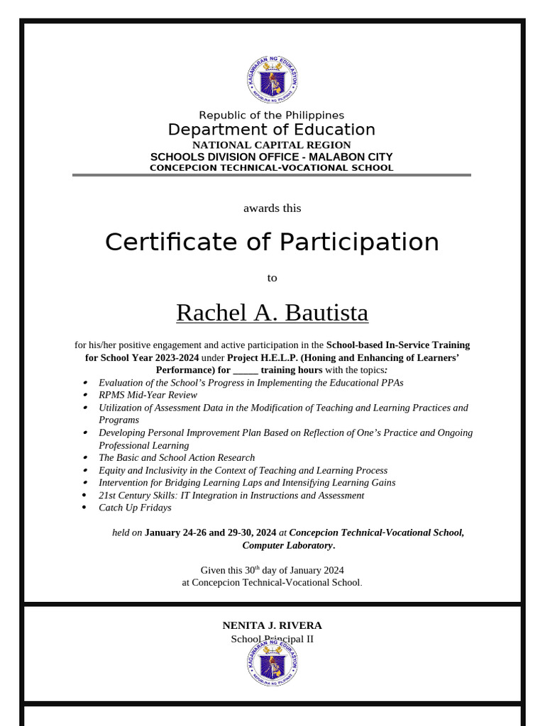 Certificate Slac Participation 111 | PDF | Teaching | Human Communication