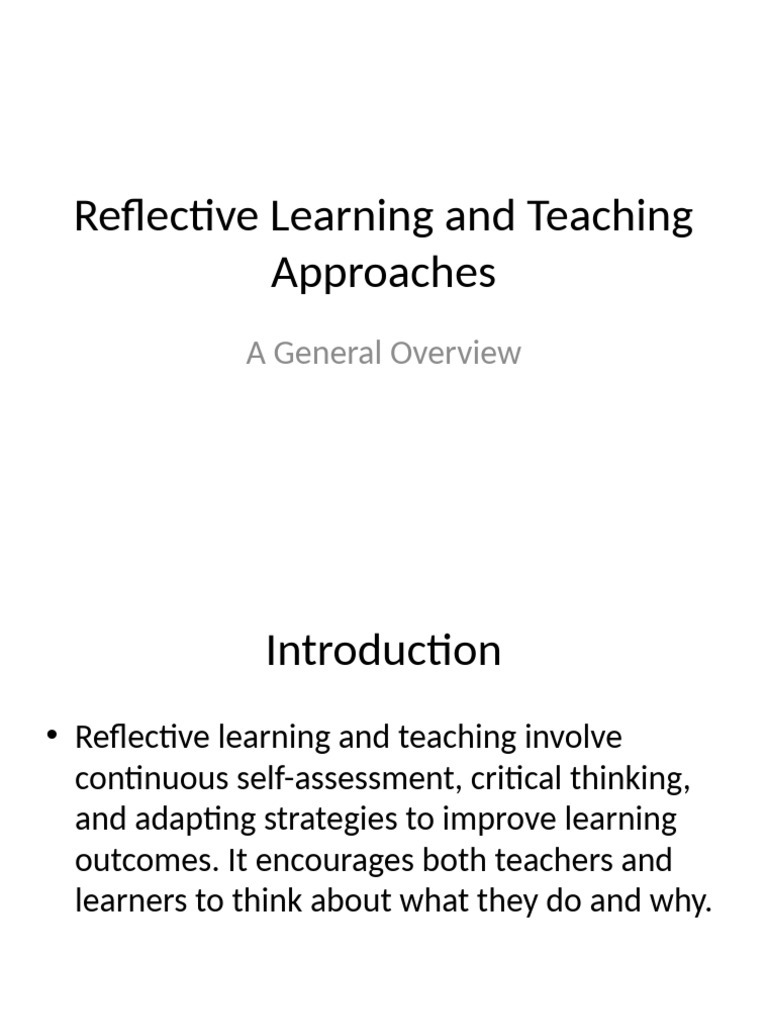 Overview of Reflective Learning Methods | PDF
