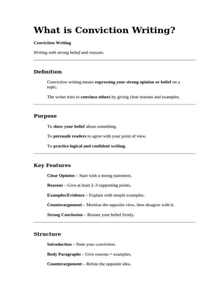 Conviction Writing | PDF