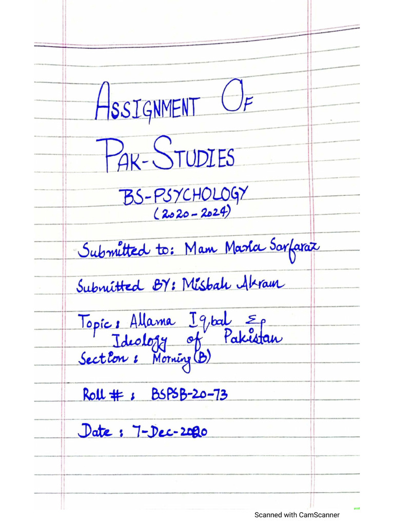 Misbah Akram Assignment (Pak-Study) | PDF