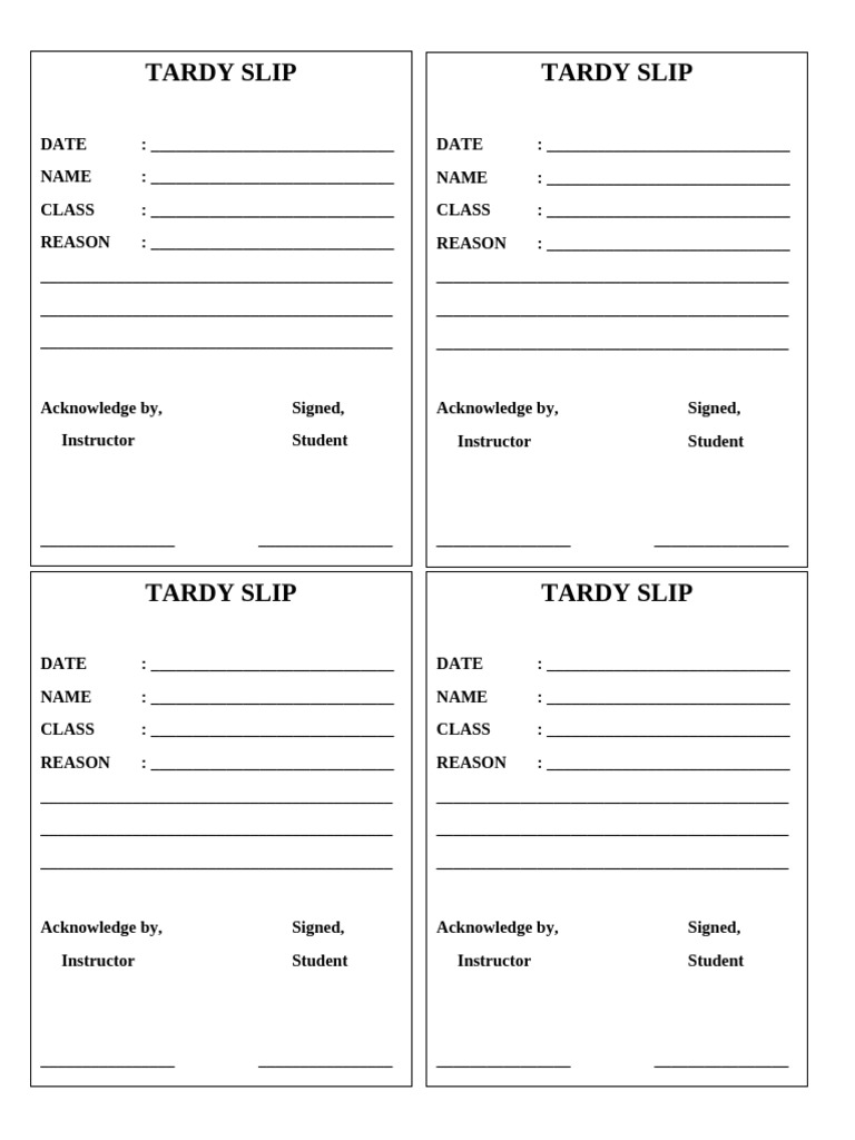 Tardy Slip | PDF