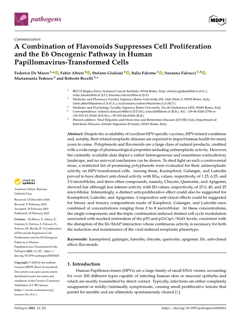 Flavonoids Target HPV E6 Pathway | PDF | Cervical Cancer | Cancer