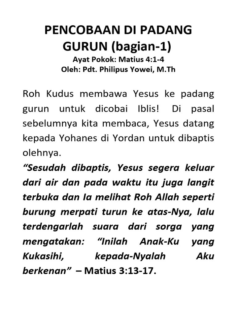 Pencobaan Di Padang Gurun | PDF