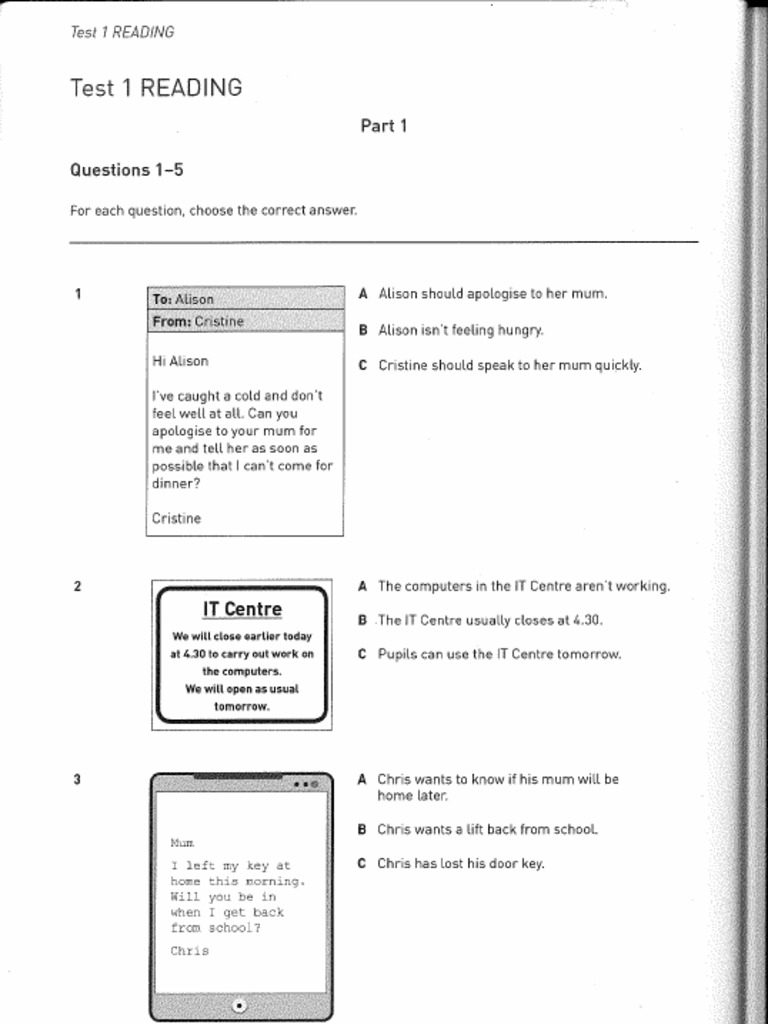 Collins For Schools 2 - Test 1 - Reading | PDF