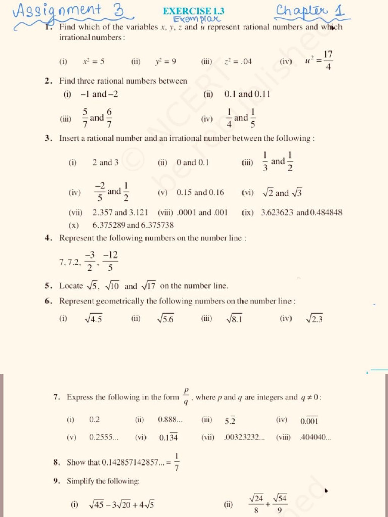 Assignment 3 Real Numbers | PDF