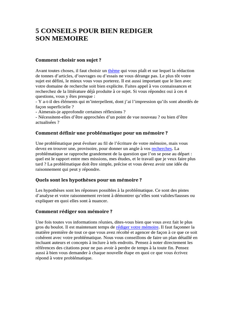 Rédiger un mémoire : 5 conseils clés | PDF | Mémoire