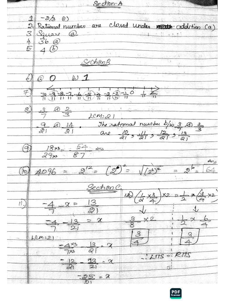 Answer Key - Maths Slip Test 1 - 1 | PDF