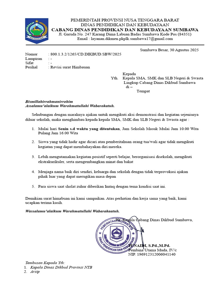 Revisi Surat Himbauan | PDF