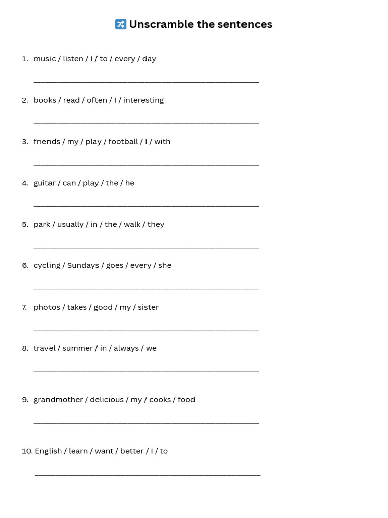 ? Unscramble The Sentences | PDF