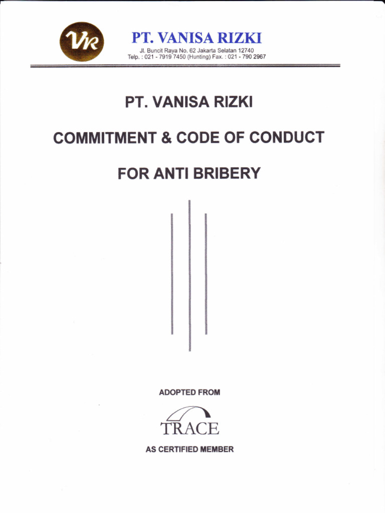 Code of Conduct PT Vanisa Rizki | PDF | Bribery | Private Law