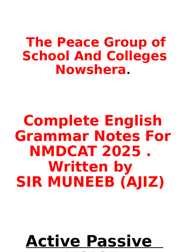 Complete English Gramer Notes merged in one file for NMDCAT 2025 | PDF ...