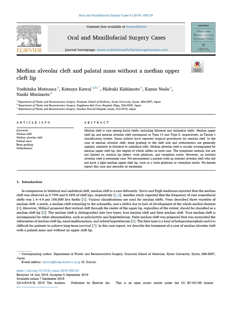 Isolated Median Alveolar Cleft Case Study | PDF | Face | Surgical ...