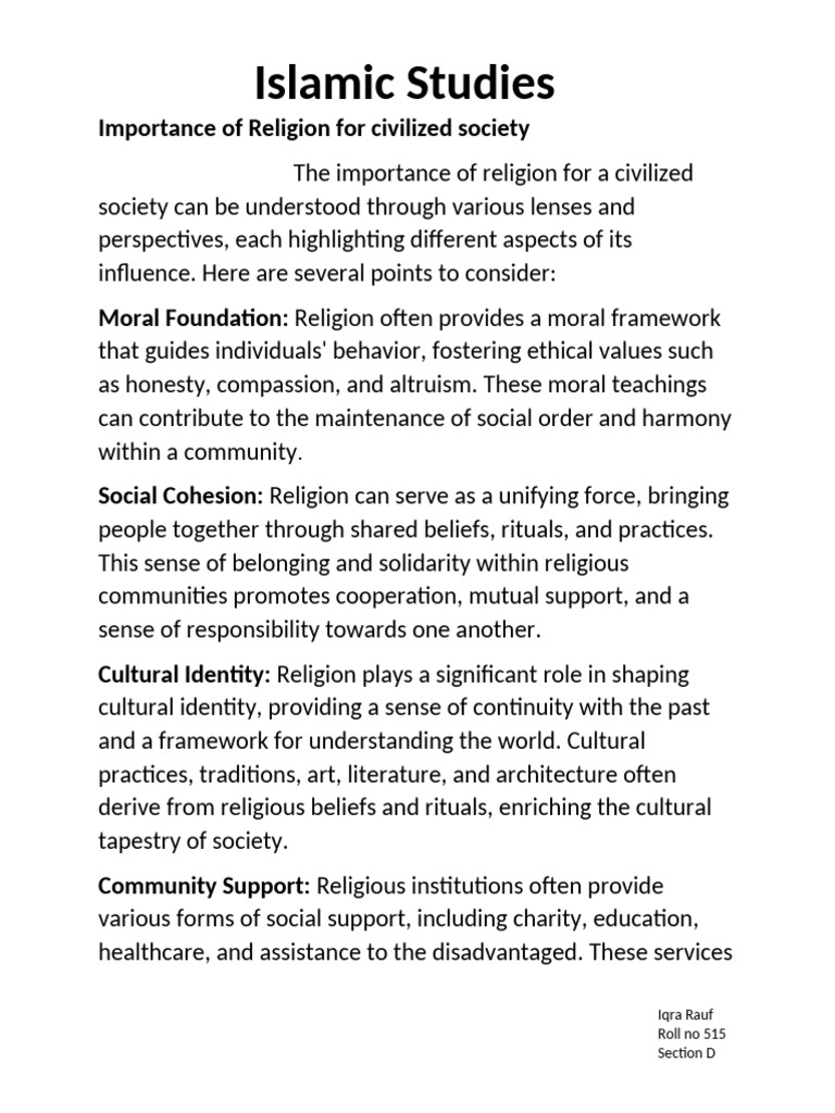 Importance of Religion For Civilized Society | PDF | Spirituality ...